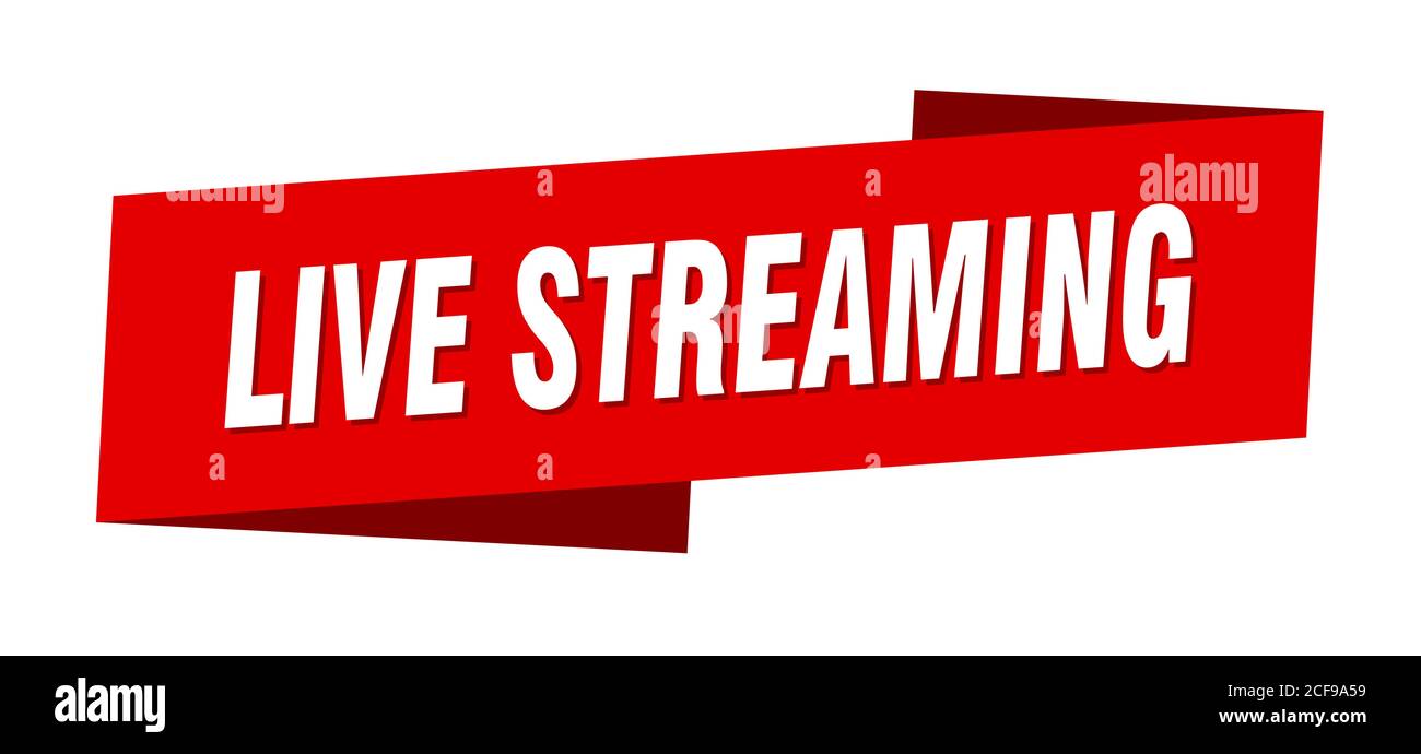 live streaming banner template. ribbon label sticker. sign Stock Vector ...