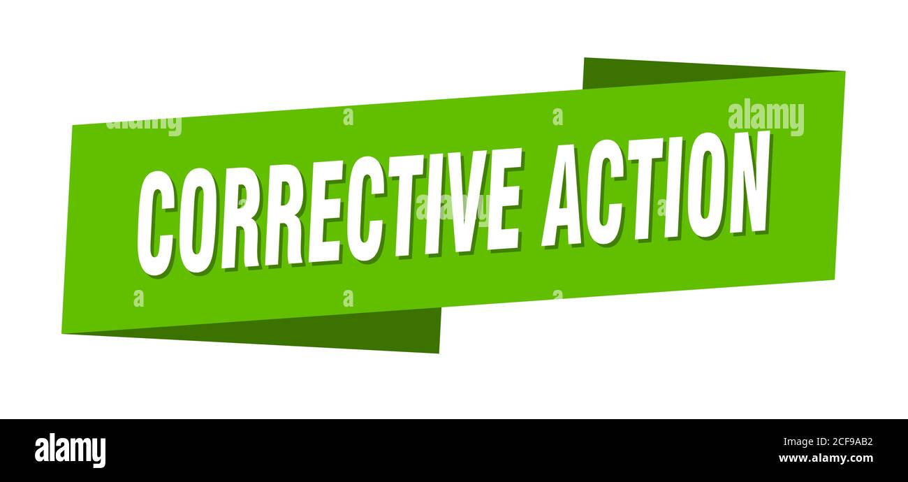 corrective action banner template. ribbon label sticker. sign Stock ...