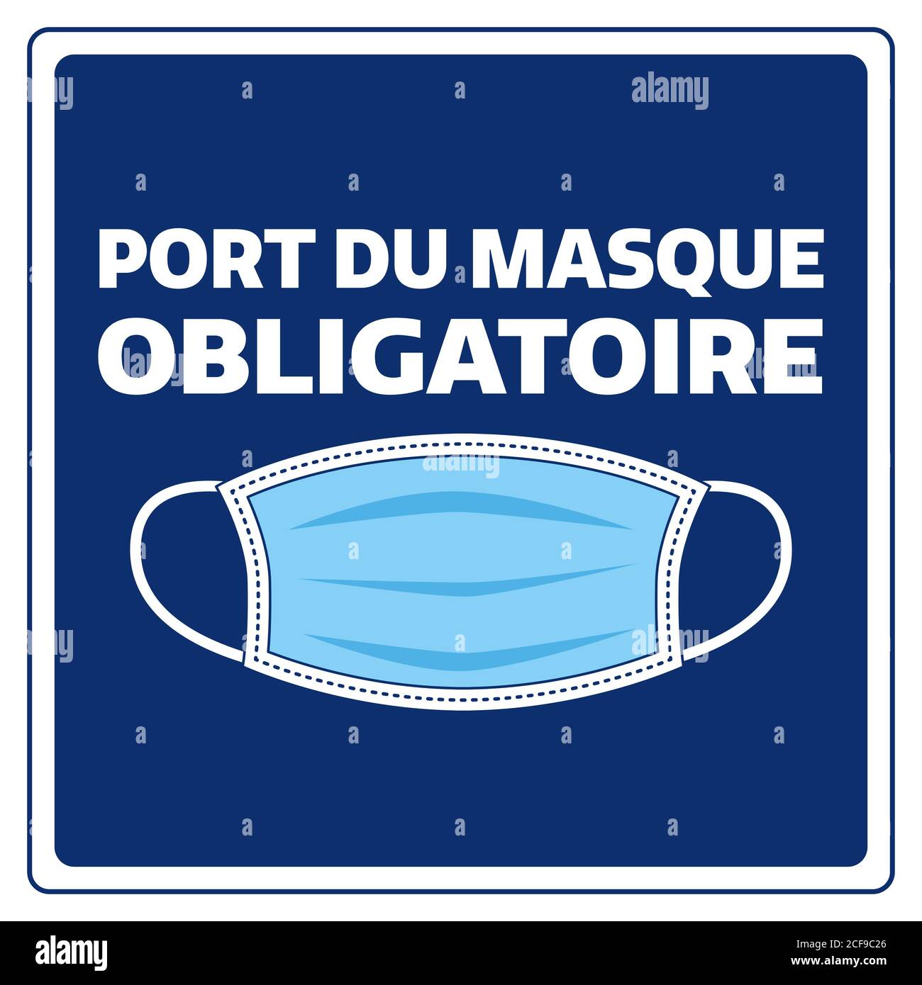 French face mask required covid 19 illustration Stock Photo - Alamy