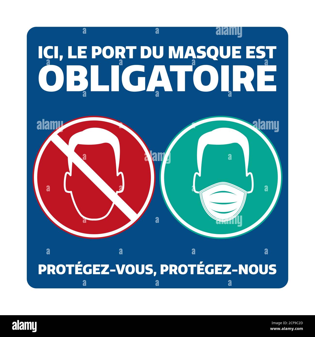 French face mask required covid 19 illustration Stock Photo - Alamy