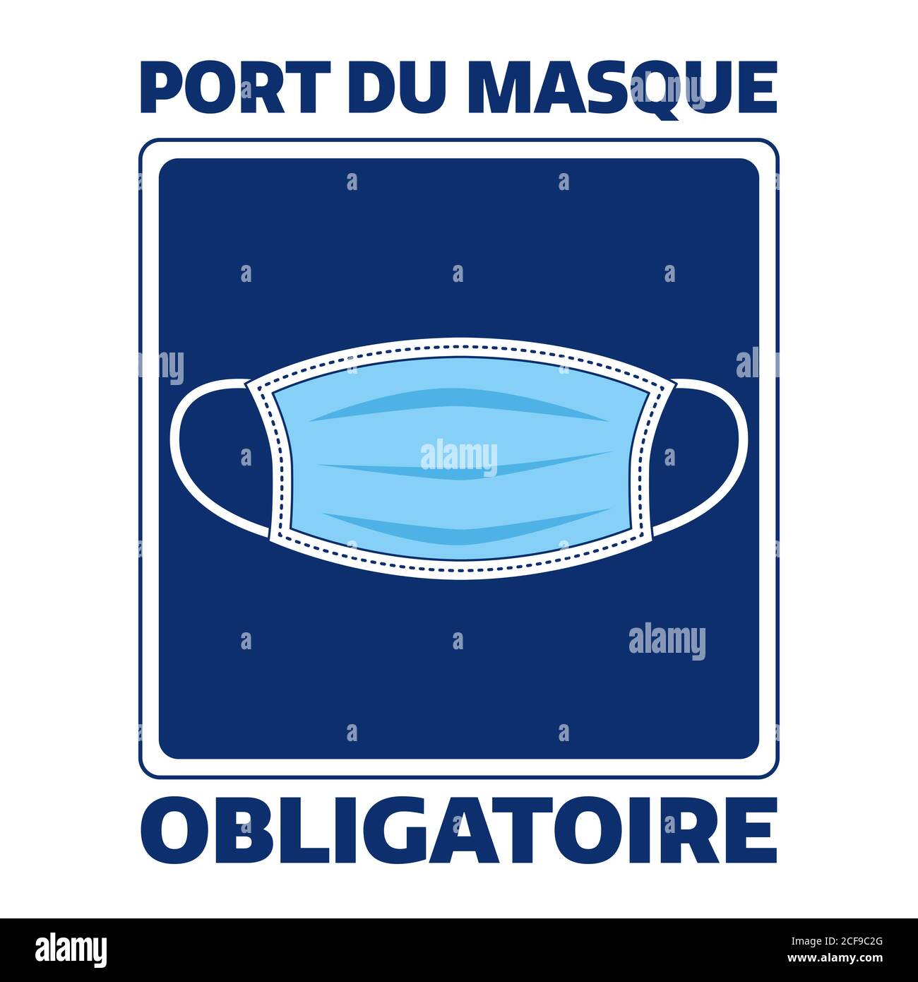 French face mask required covid 19 illustration Stock Photo - Alamy