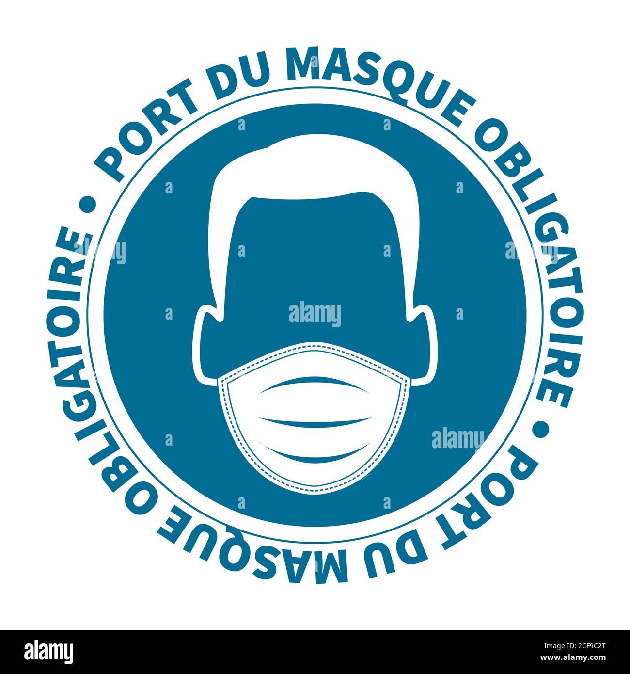 French face mask required covid 19 illustration Stock Photo - Alamy