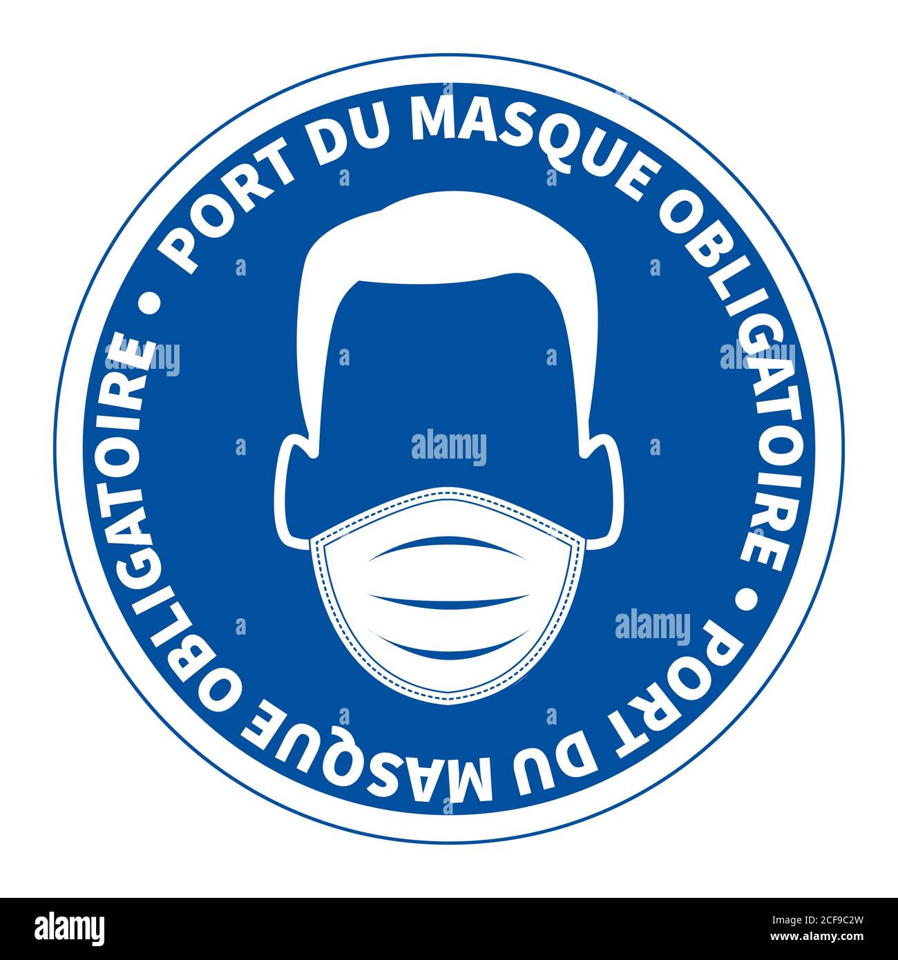 French face mask required covid 19 illustration Stock Photo - Alamy