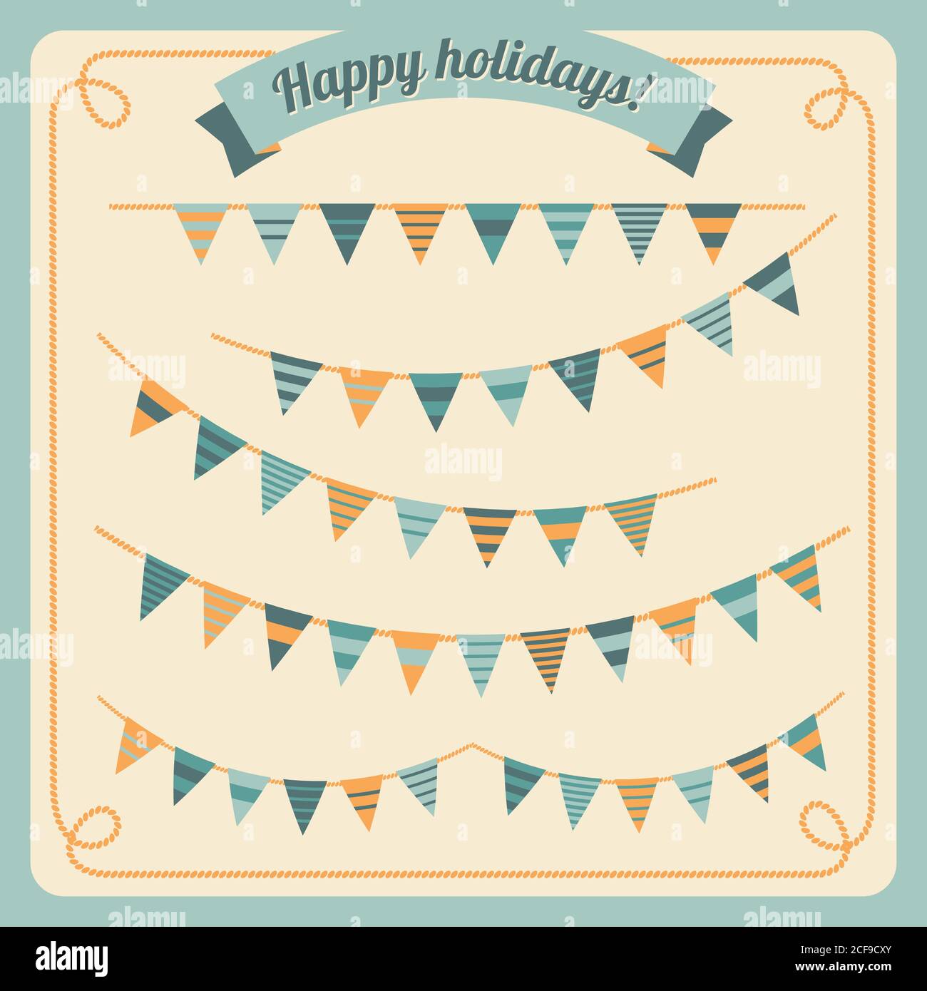 Set of bunting and garland in retro colors. Vector illustration Stock ...