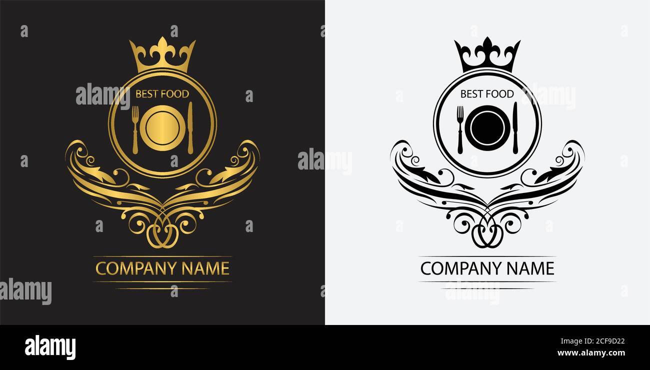 restaurant logo template luxury royal food vector company decorative ...