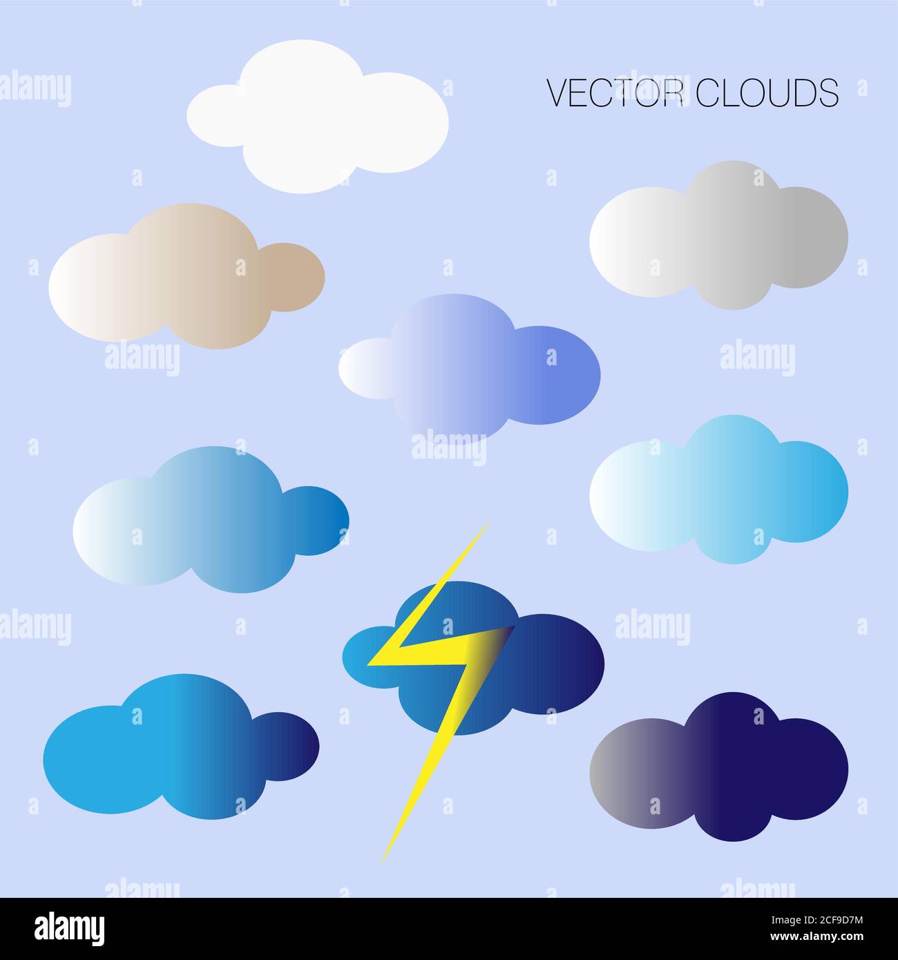 Vector Clouds of different shapes and colors. Cartoon Cloud with ...