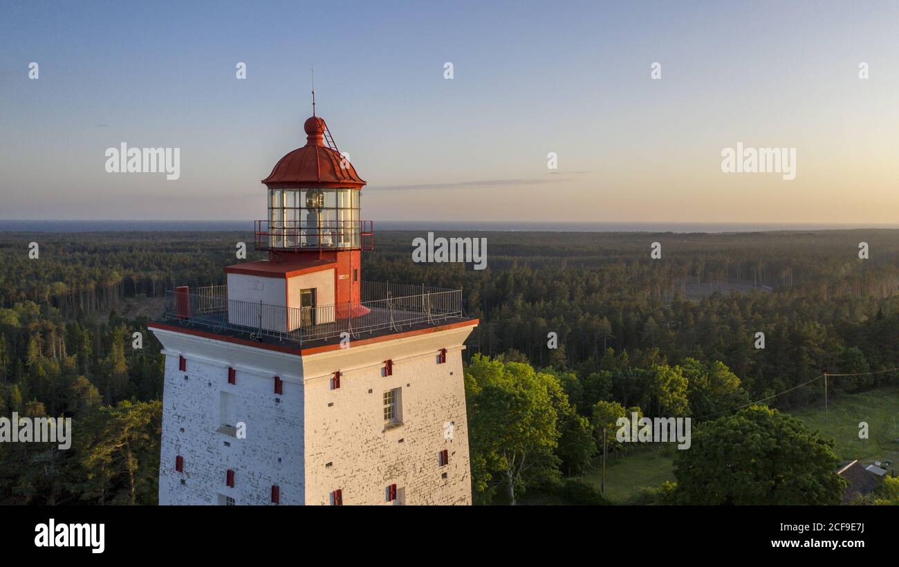 Aerial view of historical old Kopu lighthouse in Estonia Stock Photo ...