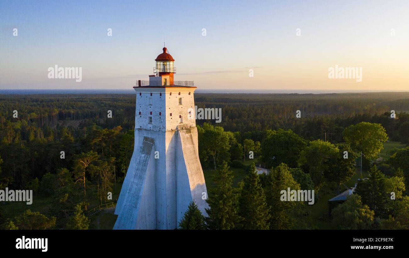 Aerial view of historical old Kopu lighthouse in Estonia Stock Photo ...