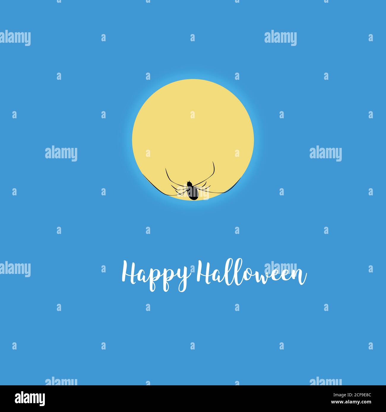 Happy Halloween. Spider climbing on the full moon. Vector illustration ...