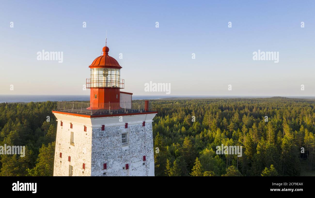 Aerial view of historical old Kopu lighthouse in Estonia Stock Photo ...