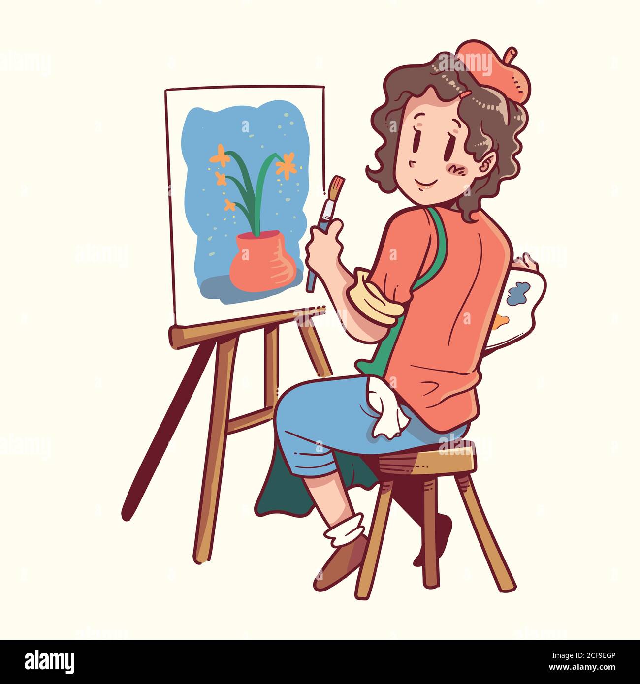 artist painting on a canvas Stock Vector Image & Art - Alamy