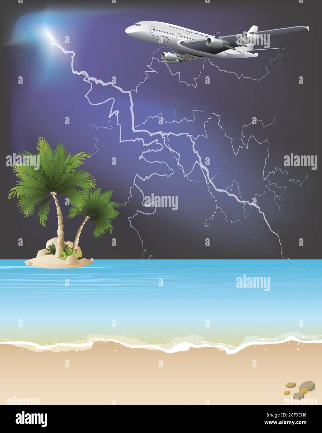 Lightning over ocean Stock Vector Images - Alamy