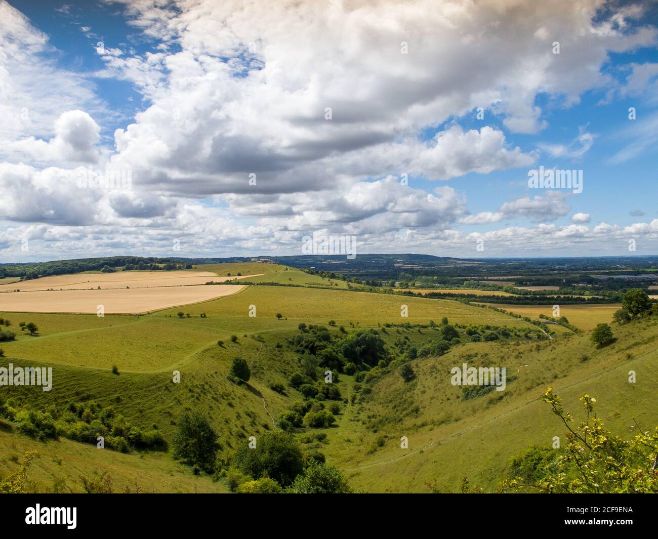 View of landscape from a ridge on the Ashridge Estate in the Chilterns ...