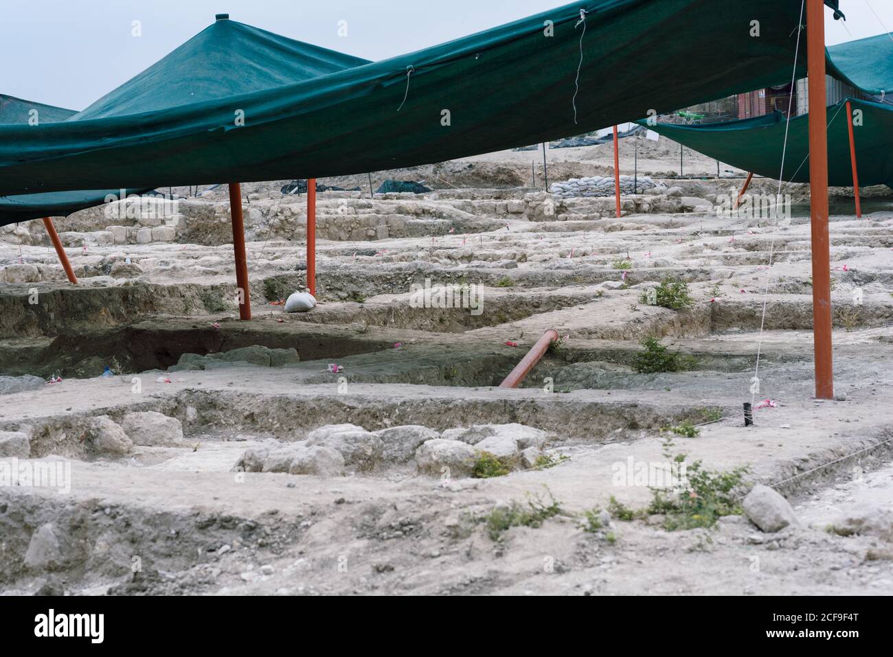 Archaeological excavations dig background. Old City in Israel Stock ...