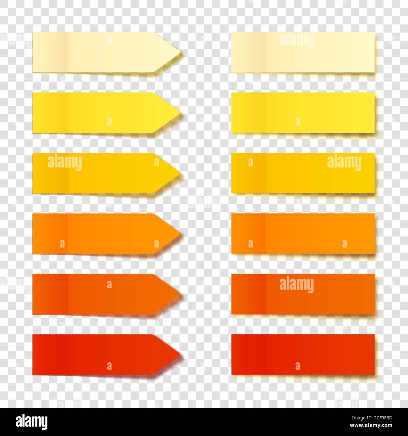 Realistic orange sticky notes collection. Arrow flag tabs. Post note ...
