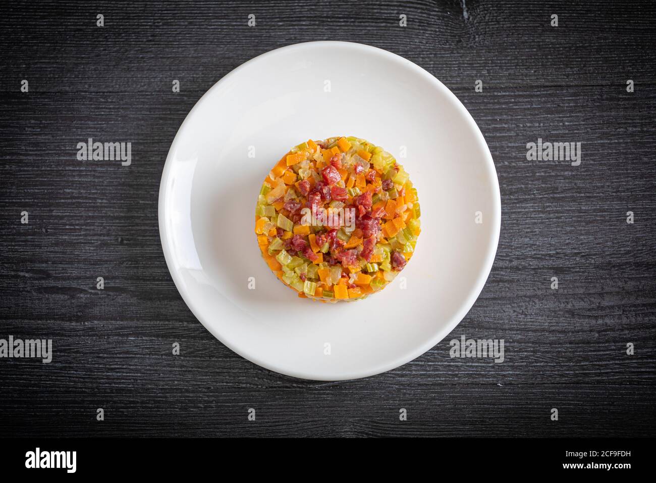 Matignon blanc in plate on decorated surface Stock Photo - Alamy