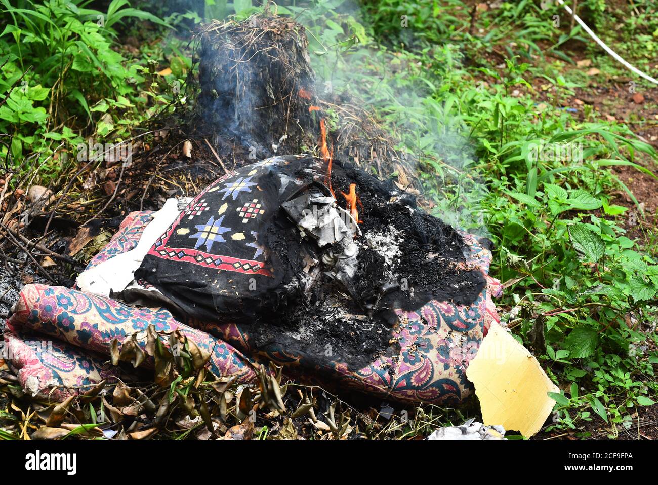 burning old pillow Stock Photo - Alamy