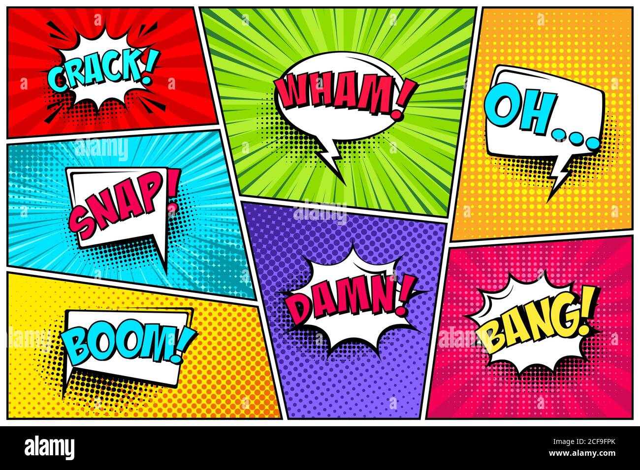 Cartoon comic backgrounds set. Speech bubble. Comics book colorful ...