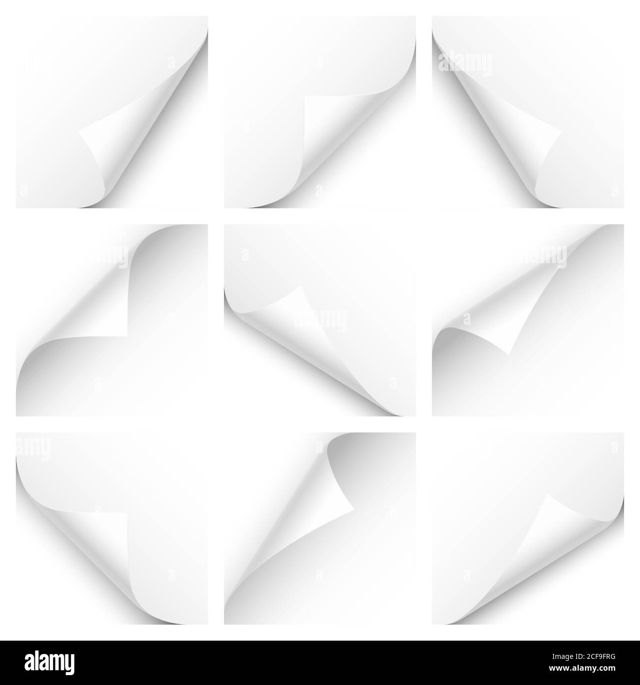 Curled page corner with shadow on transparent background collection ...