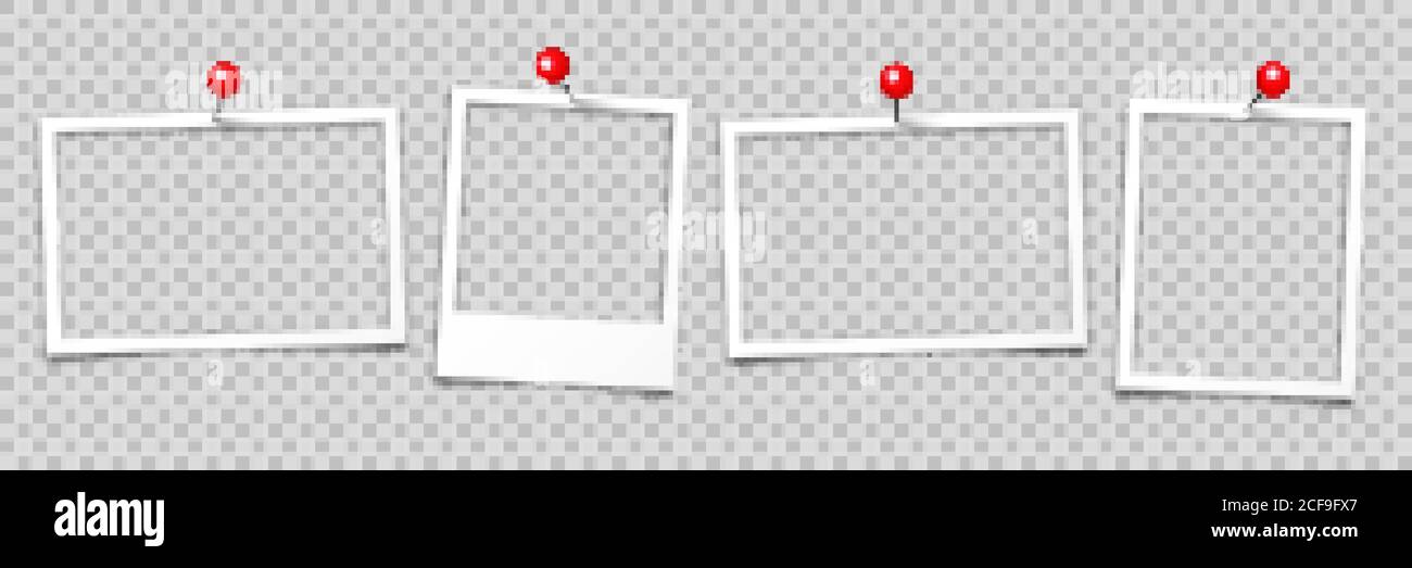 Realistic empty photo card frame, film set. Retro vintage photograph ...