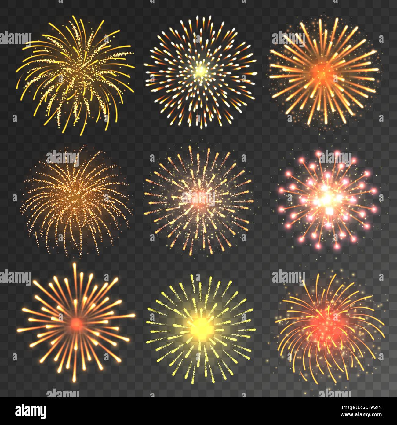 Festive fireworks collection. Realistic colorful firework on ...
