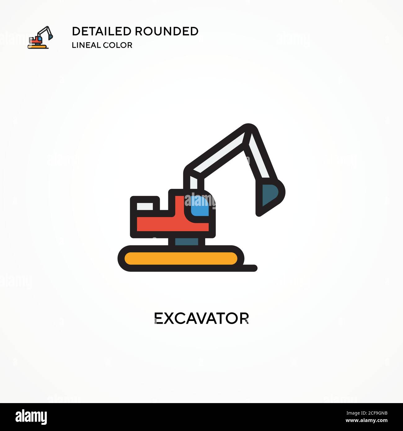 Excavator vector icon. Modern vector illustration concepts. Easy to ...