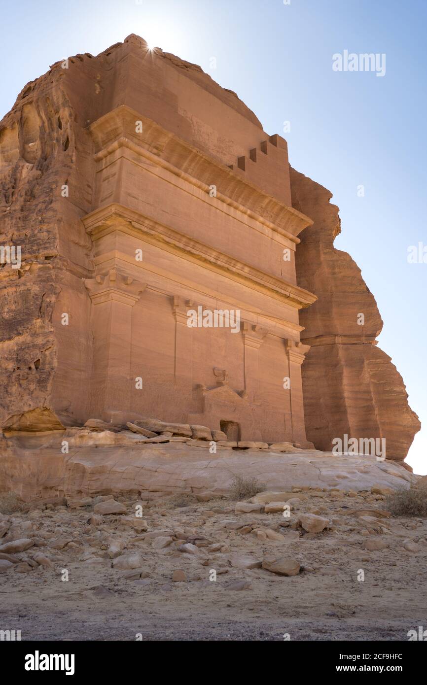 Picturesque scenery of tombs carved into sandstone cliffs as ...