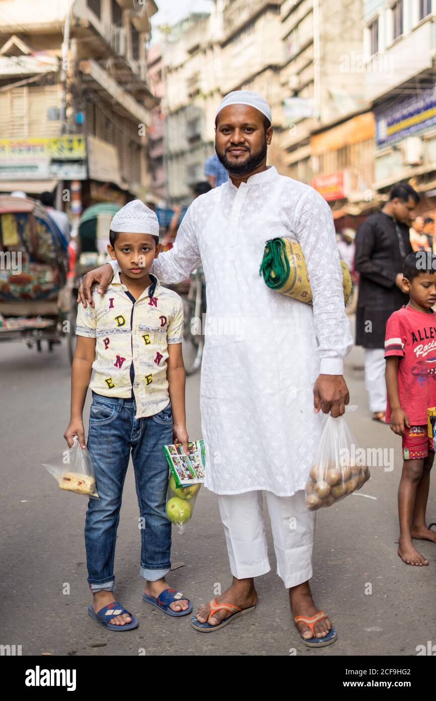 Bangladesh - January, 25 2019: Ethnic father and kids in traditional ...