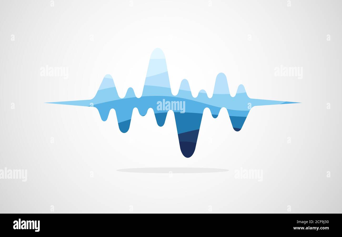 Blue color sound wave object icon vector isolated on gray gradient ...