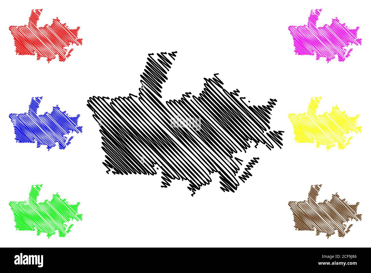 Depok City (Republic of Indonesia, Java island) map vector illustration ...