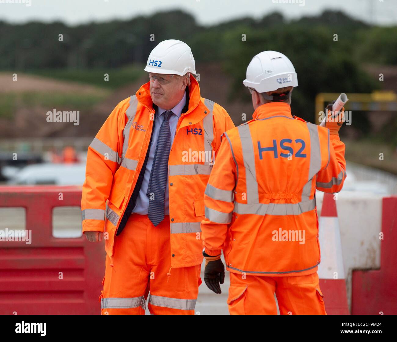 Prime Minister Boris Johnson during a visit to the HS2 Solihull ...