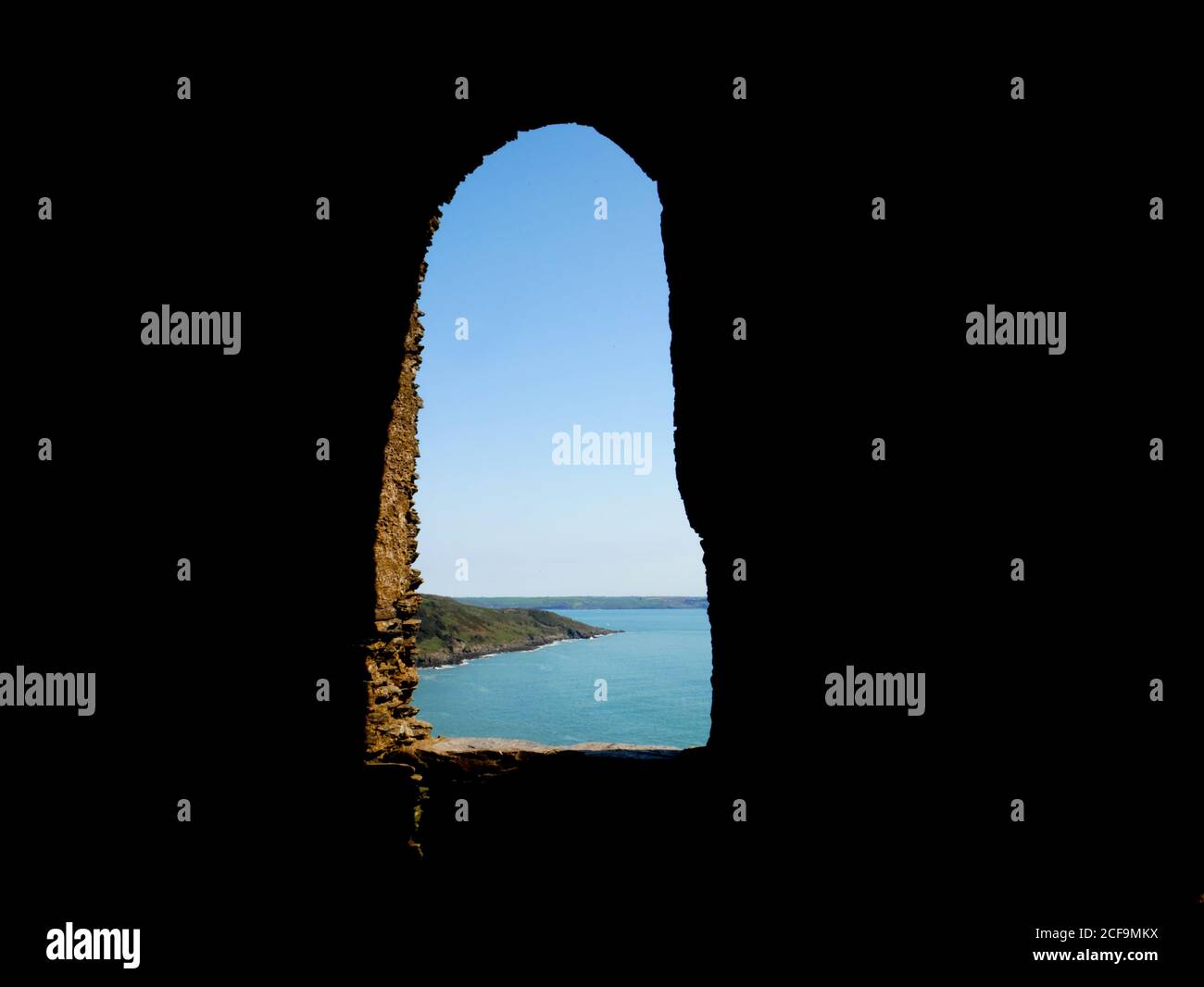 View from the east window of the chapel of St Michael, Rame Head ...