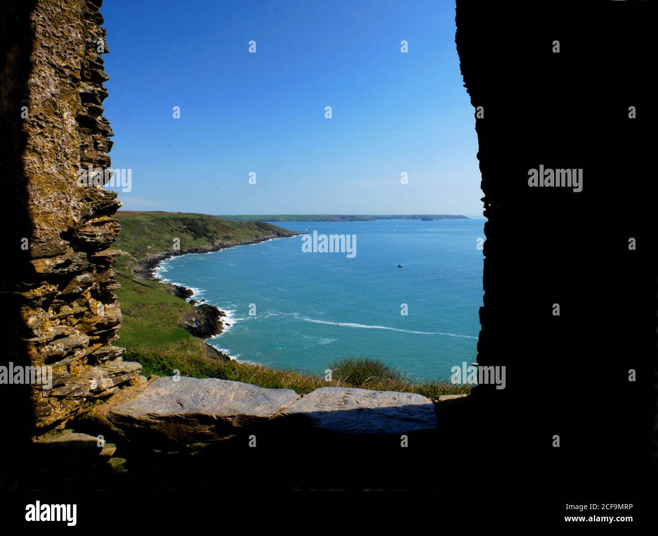 View from the east window of the chapel of St Michael, Rame Head ...