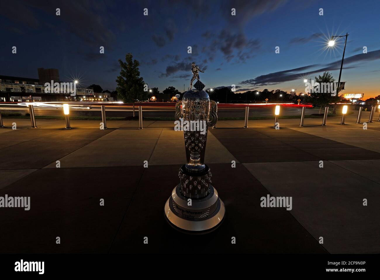Indianapolis, Indiana, USA. 17th Aug, 2020. The Borg Warner Trophy sits ...