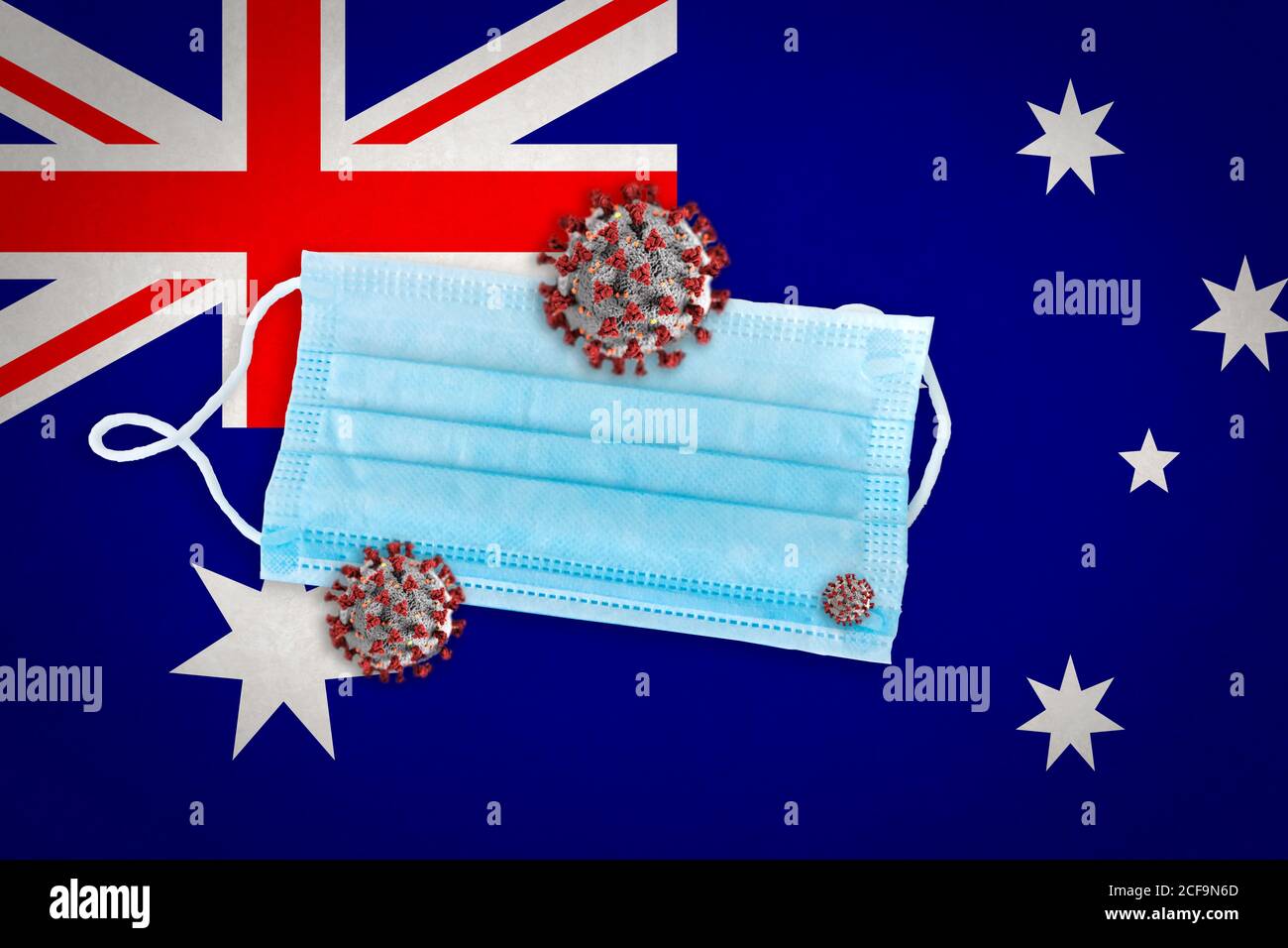 Concept of Coronavirus or Covid-19 particles and surgical face mask ...