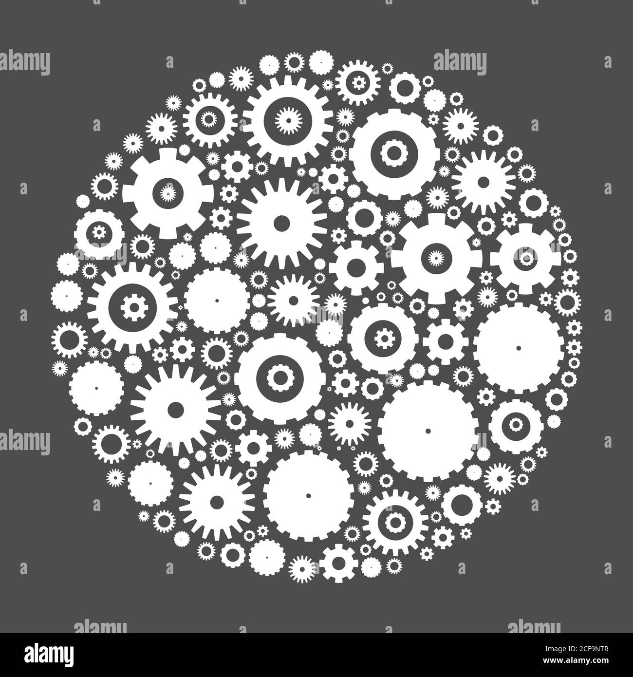 Cog wheels arranged in circle shape. White abstract vector illustration ...