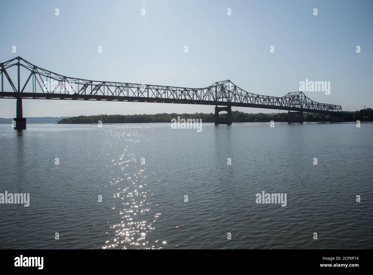 McCluggage Bridge, dual cantilever bridge, with US Route 150 crossing ...