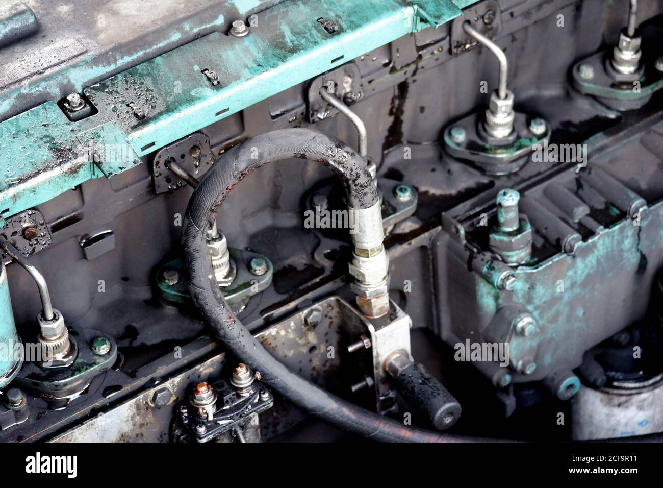 Hydraulic valve piping systems in machinery Stock Photo - Alamy