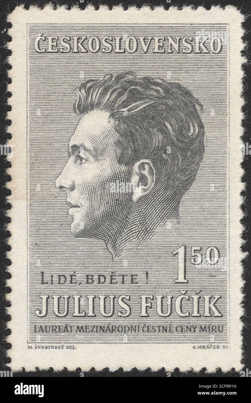 Postage stamps of the Czechoslovakia. Stamp printed in the ...