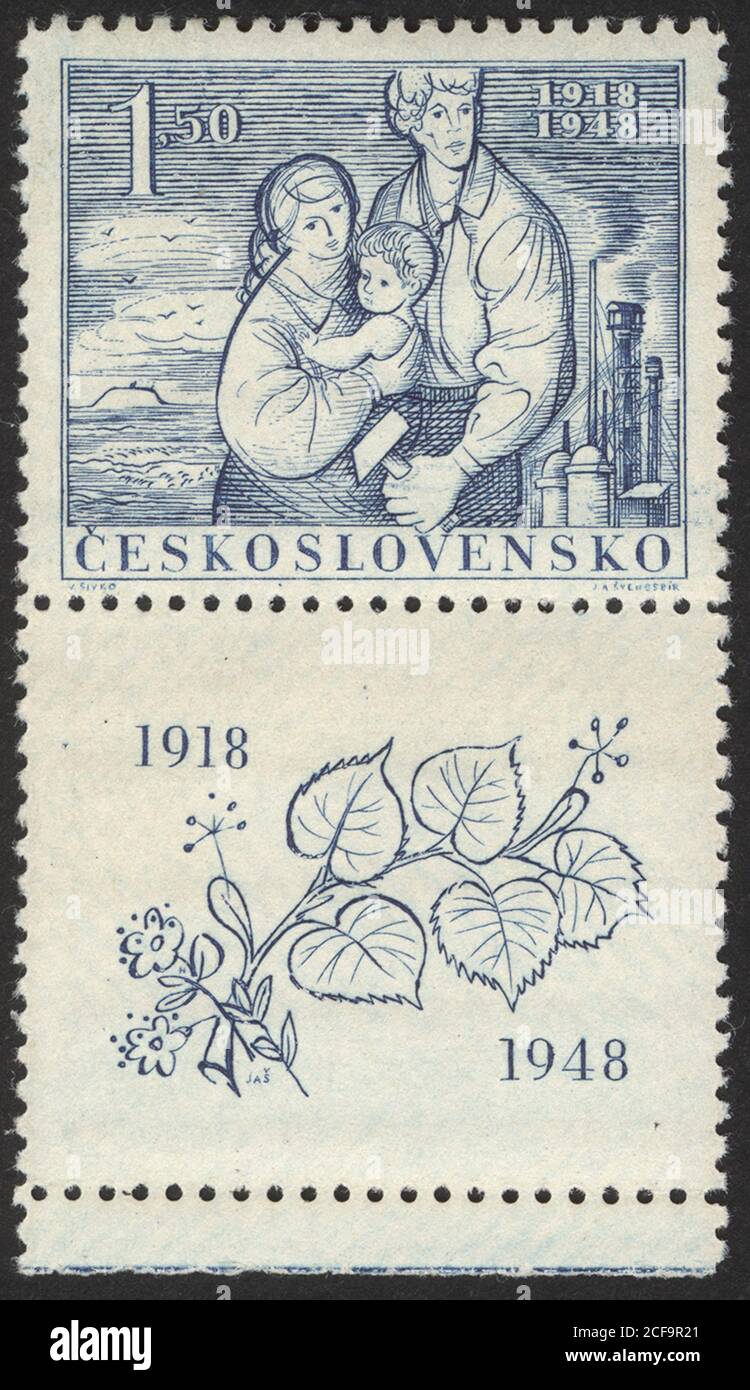 Postage stamps of the Czechoslovakia. Stamp printed in the ...