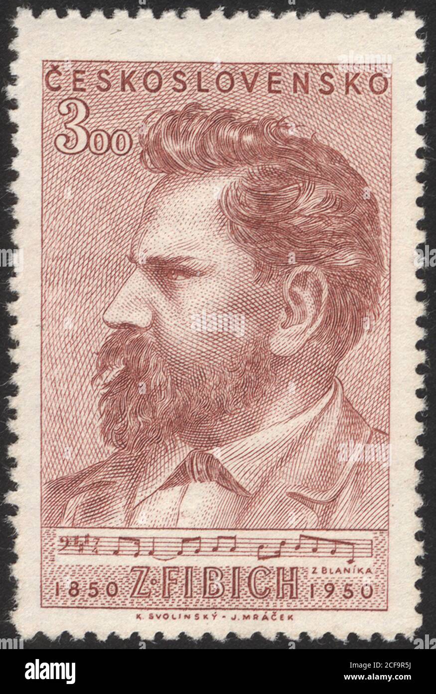 Postage stamps of the Czechoslovakia. Stamp printed in the ...