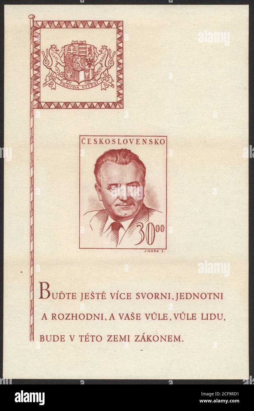 Postage stamps of the Czechoslovakia. Stamp printed in the ...