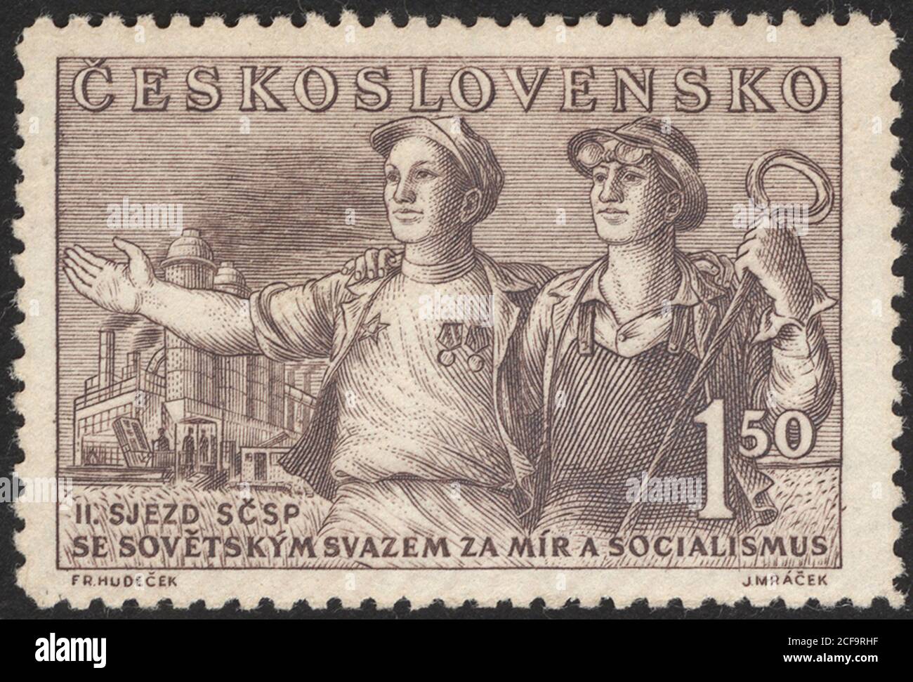 Postage stamps of the Czechoslovakia. Stamp printed in the ...