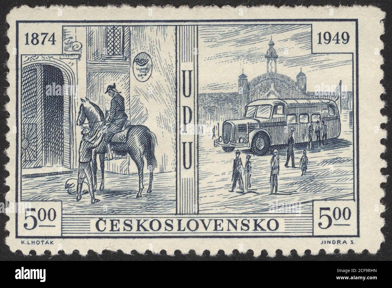 Postage stamps of the Czechoslovakia. Stamp printed in the ...