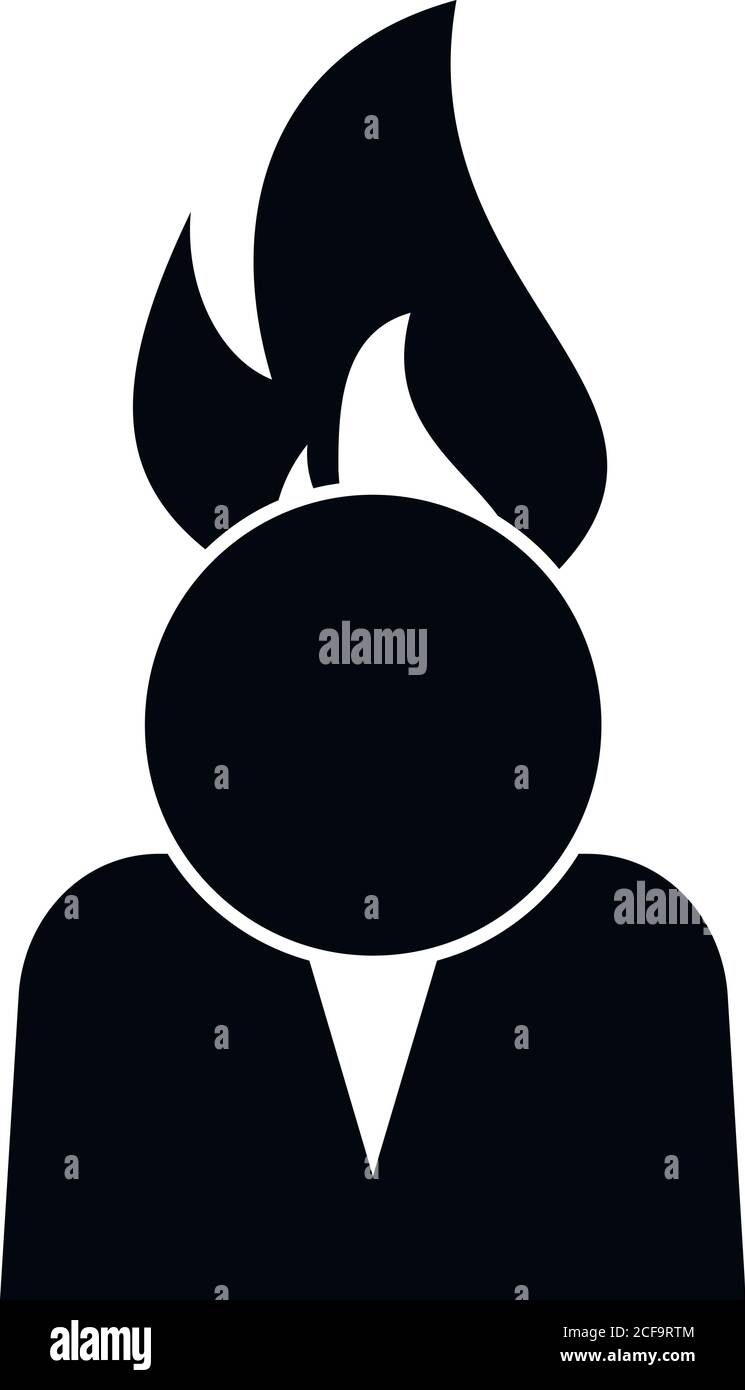 Fire head stress icon. Simple illustration of fire head stress vector ...