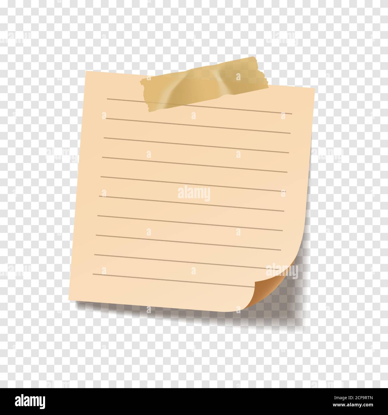 Realistic sticky note sheet. Blank lined paper. Vector illustration ...
