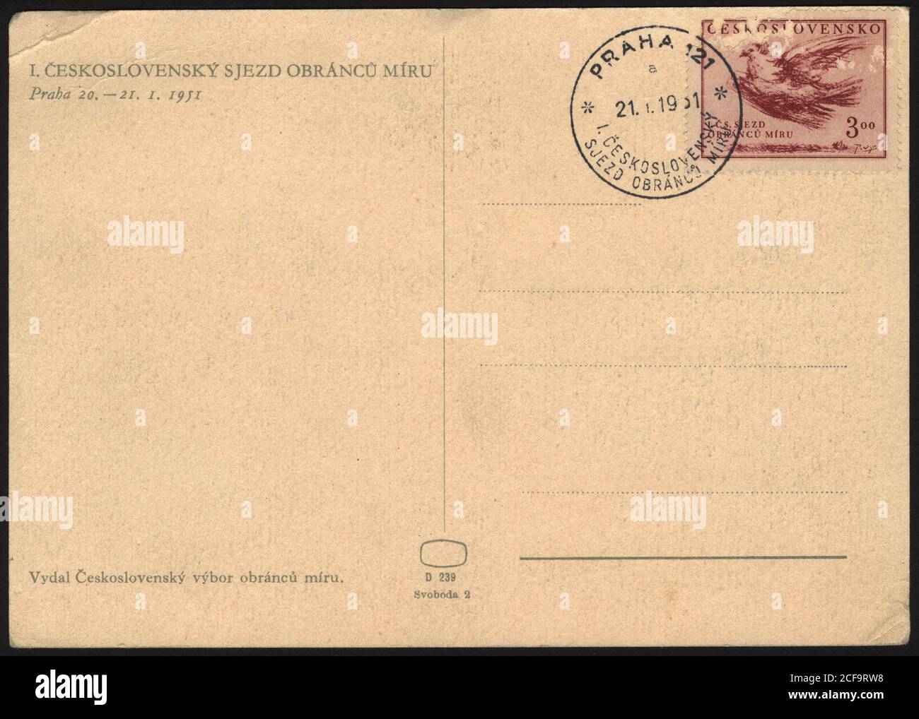 Envelope, stamps and stamp of a letter sent from Czechoslovakia. An old ...