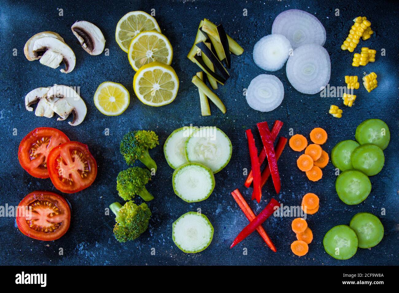 Chopped vegetables, sliced and cutting vegetables Stock Photo - Alamy