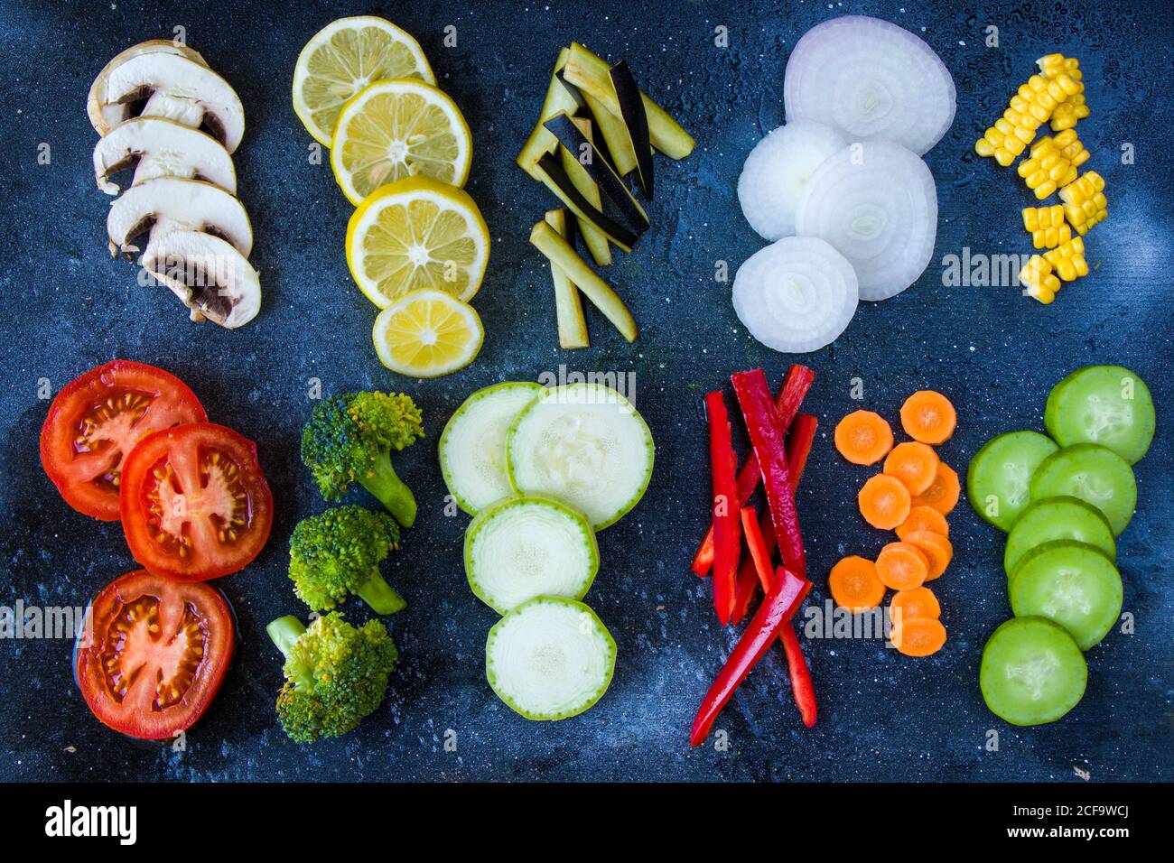 Chopped vegetables, sliced and cutting vegetables Stock Photo - Alamy