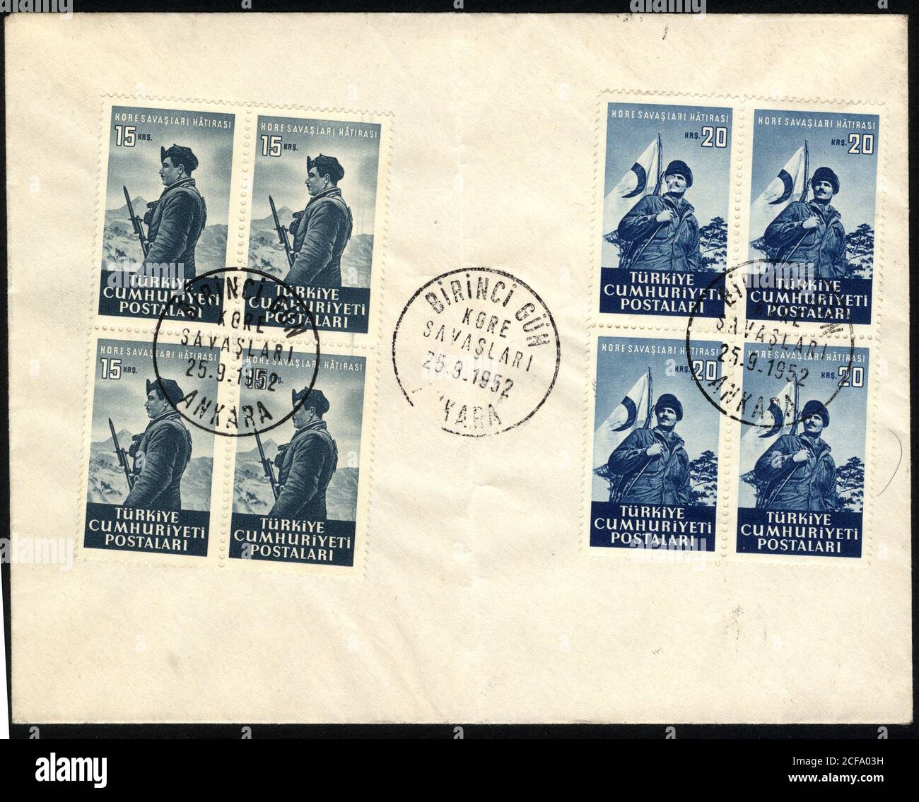 Republic of Turkey. Korean War. First Day Cover. 25 March 1952. Turkey ...